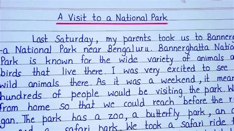 Essay On A Visit To A National Park In English Paragraph On A Visit
