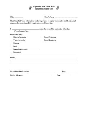 Fillable Online Parent Refusal BFormbpdf Fax Email Print PdfFiller