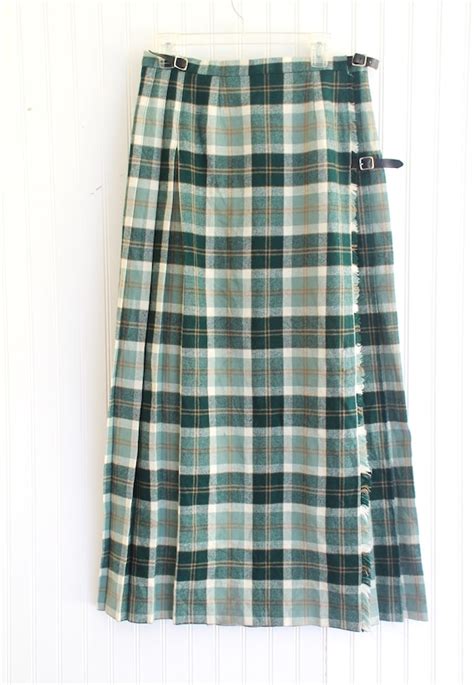Tartan Wool Plaid Maxi Wrap Skirt Kilt By L Gem