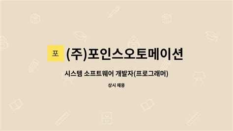 주포인스오토메이션 시스템 소프트웨어 개발자프로그래머 모집 더팀스