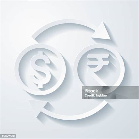 환전 달러 인도 루피 빈 배경에 종이 잘라내기 효과가 있는 아이콘 0명에 대한 스톡 벡터 아트 및 기타 이미지 0명 3차원 형태 가격 Istock