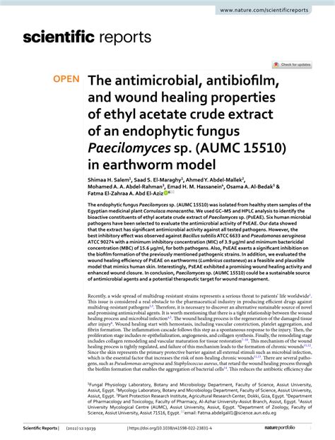 Pdf The Antimicrobial Antibiofilm And Wound Healing Properties Of