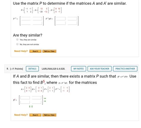 Solved Use The Matrix P To Determine If The Matrices A And Chegg Com