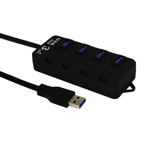 Aquarius 4 Port USB Hub With Individual LED Power Switches
