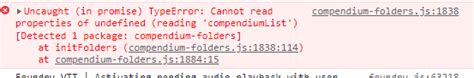 Console Error On Startup · Issue 145 · Earlst1vtt Compendium Folders · Github
