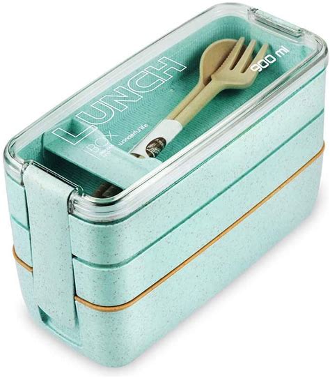 Bento Box Lunch Box 3 In 1 Compartment Lunch Containers Wheat Straw