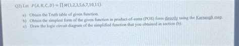 Solved Q2 Let F A B C D ΠM 1 2 3 5 6 7 10 11 a Obtain Chegg