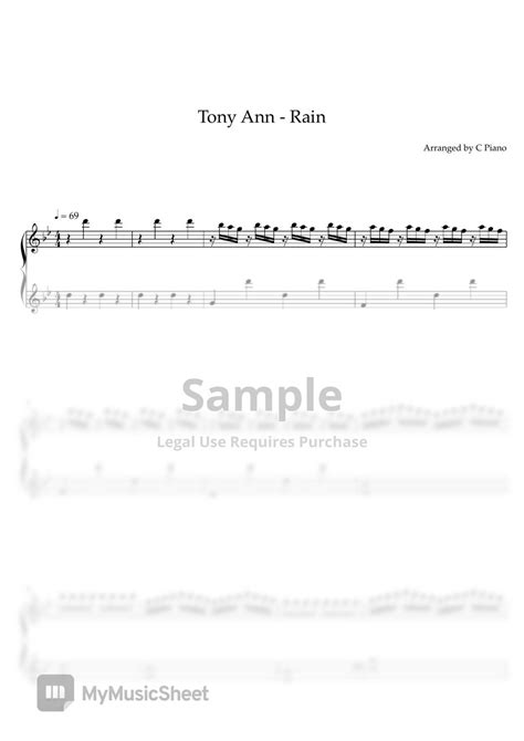 Tony Ann Rain Easy Version Sheet Music By C Piano