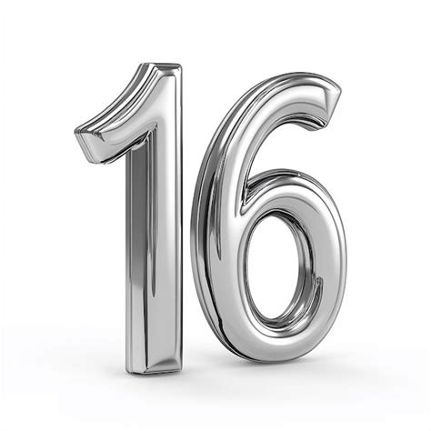 Premium Photo 3d Silver Number 16 Isolated On White Background