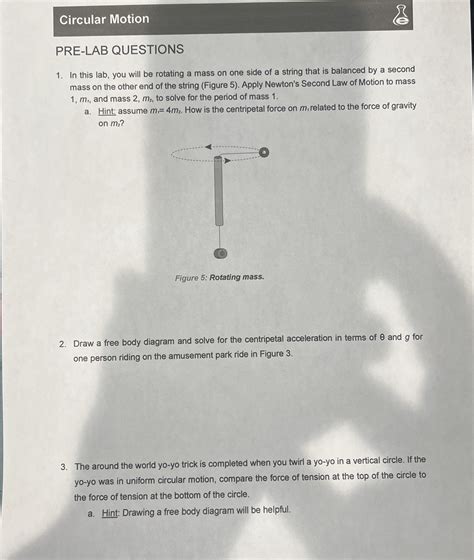 [solved] circular motion pre lab questions in this lab you