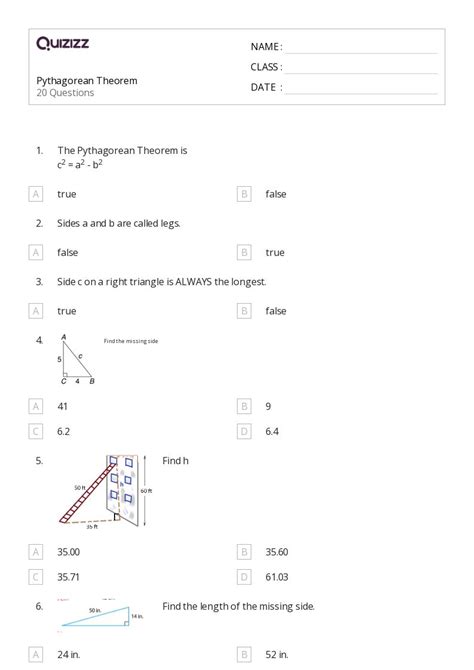 50 Pythagorean Theorem Worksheets For 10th Year On Quizizz Free