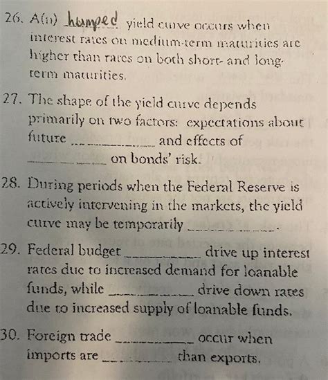 Solved 26 A A Humped Yield Curve Occurs When Interest