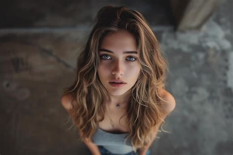 Premium Photo Attractive Young Woman With Very Long Wavy Hair