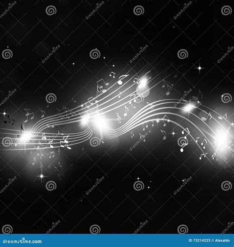 Muisc Notes Black And White Background Stock Illustration