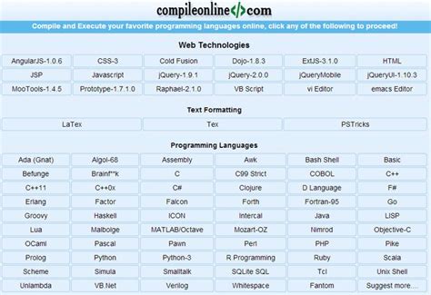Compileonline Write Code Compile And Run In Web Browser Useful For