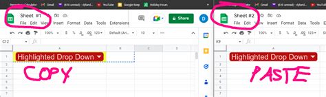 When I Copy A HIGHLIGHTED Dropdown Cell To Another Sheet I Lost The