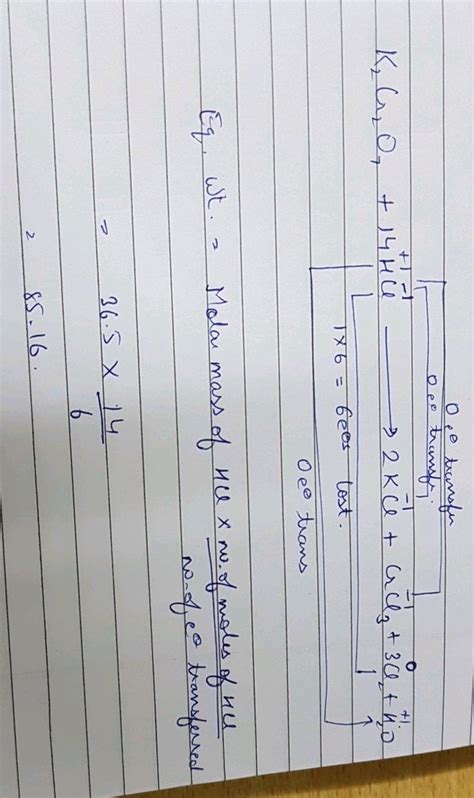 A M Iu B M 11 C M 6 D M 145 The Equivalent Mass Of Hcl In The