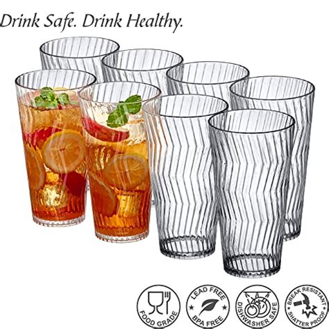 Amazing Abby Stream 24 Ounce Plastic Tumblers Set Of 8 Plastic Drinking Glasses All