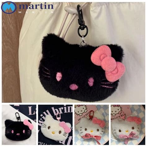 Martin Kitty พวงกุญแจตุ๊กตา แมวดําโบว์ปมคิตตี้พวงกุญแจจี้ แมวจี้ตุ๊กตาตกแต่งยัดไส้สาวหัวใจ Kt