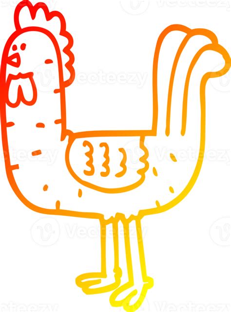 Warm Gradient Line Drawing Of A Cartoon Cockerel 45043610 Png