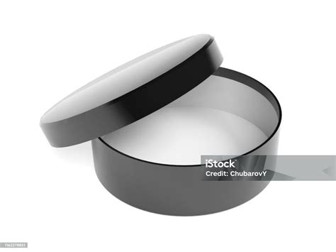 둥근 상자 뚜껑이 있는 검은색 판지 열기 3d 렌더링 일러스트레이션 격리 0명에 대한 스톡 사진 및 기타 이미지 0명 3차원 형태 검은색 Istock
