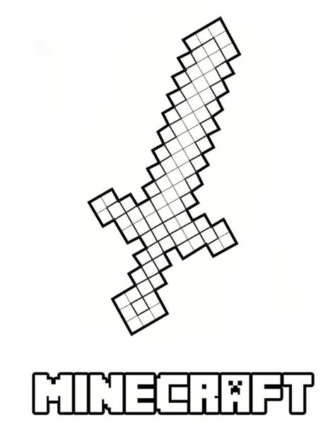 Coloriage épée diamant minecraft Premier de la classe