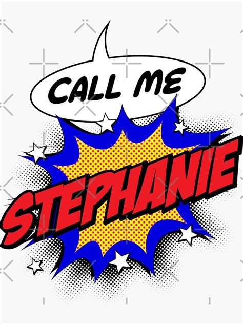Personalised Call Me Stephanie Pop Art Comic Design Sticker For Sale
