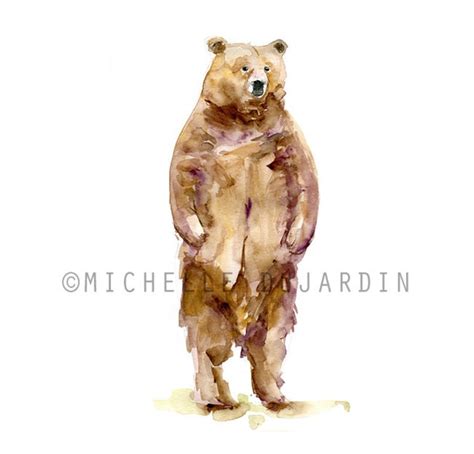 Grizzly Bear Watercolor Painting Giclee Art Print Animal Etsy