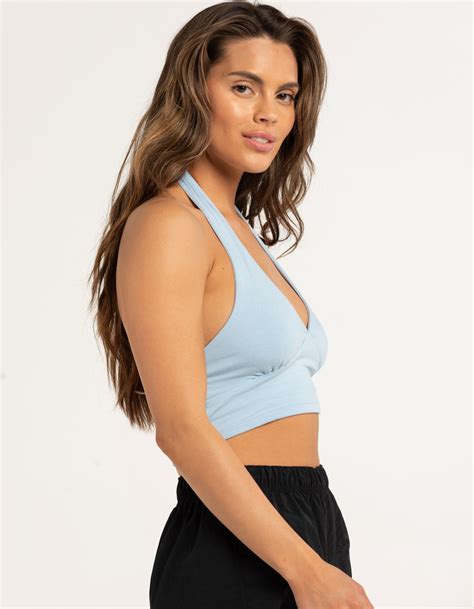 Full Tilt Womens Halter Top Light Blue Tillys