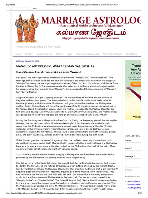 Marriage Astrology Manglik Astrology What Is Mangal Dosha Pdf