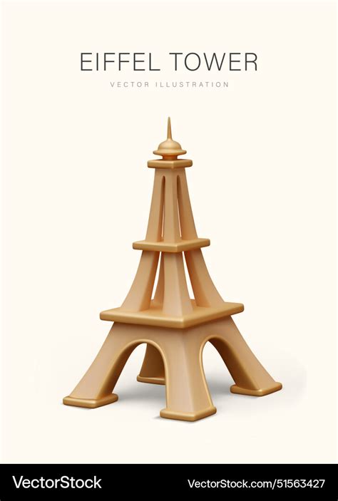 Eiffel Tower In Realistic Style Figure Royalty Free Vector