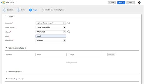 Step Configuring The Snowflake Target