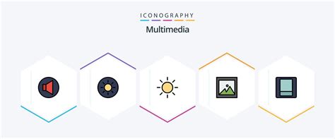 Multimedia 25 FilledLine Icon Pack Including Light 19212004 Vector