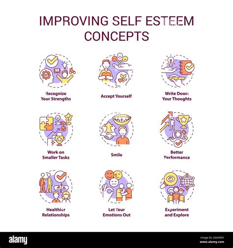 Improving Self Esteem Concept Icons Set Stock Vector Image And Art Alamy