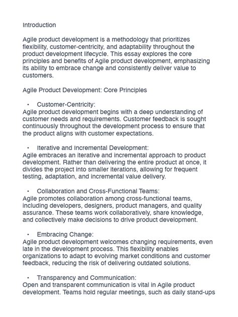 Agile Product Development Pdf Agile Software Development Business