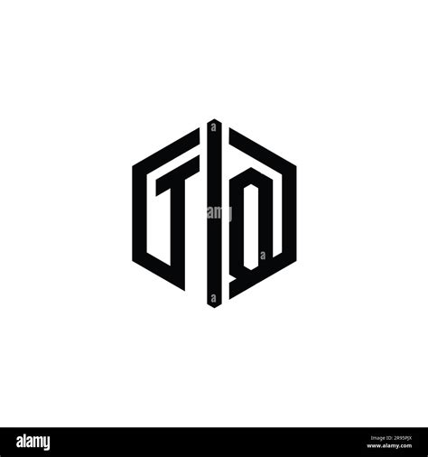 Tq Letter Logo Monogram Hexagon Shape With Connect Outline Style Design