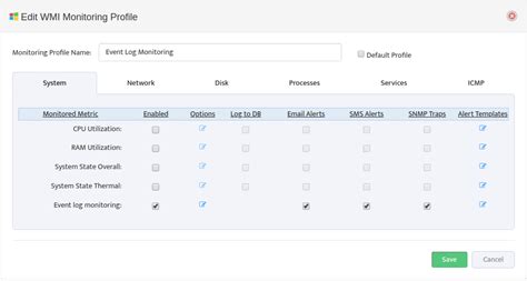 monitoring windows event log with wmi in nectus network monitoring tools