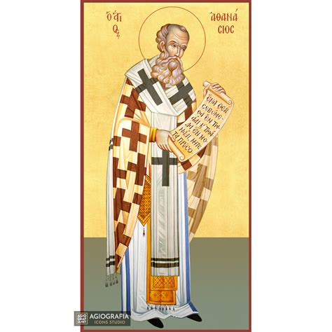 22k St Athanasios Gold Leaf Background Christian Orthodox Icon