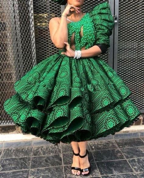 Green Shweshwe Dresses African Traditional Dresses South African Traditional Dresses African
