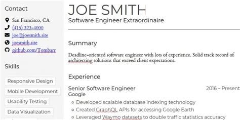 Free HTML Resume Templates CSS Author