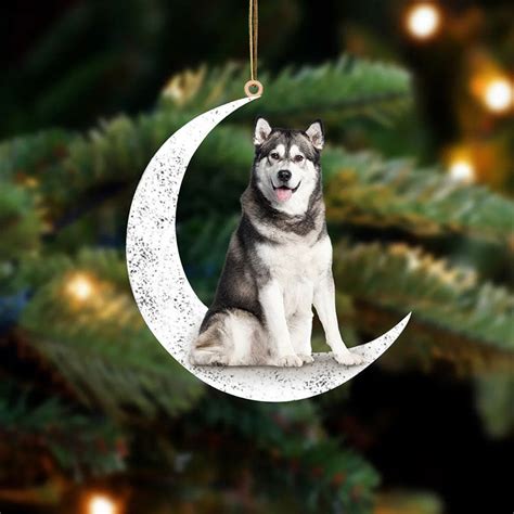 Siberian Husky Sit On The Moon Ornament Mo050 Relaxpact