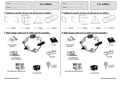 Solides Ce2 Exercices Corrigés Géométrie Pass Education