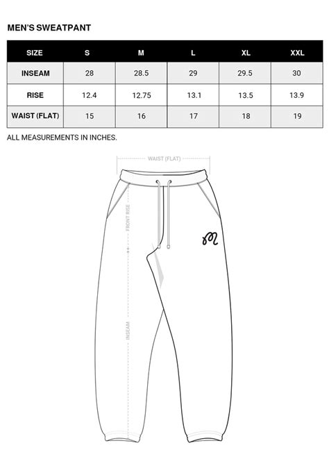 Mens Sweatpants Size Chart Malbon Golf