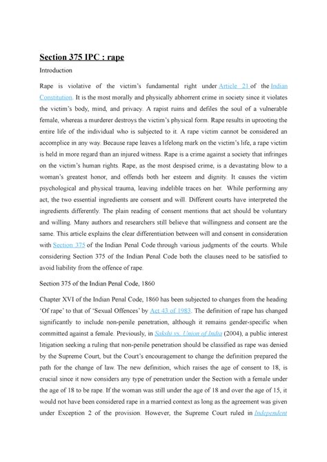 Section 375 Ipc This Includes Definition Explanations And