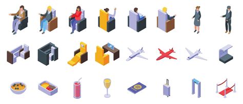 Airplane First Class Icons Set Isometric Vector Plane Onboard 41275002