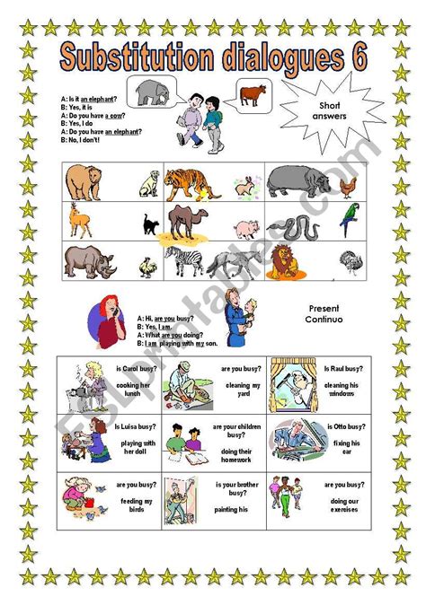 Substitution Dialogue Esl Worksheet By Noelia Estrada 49 Off