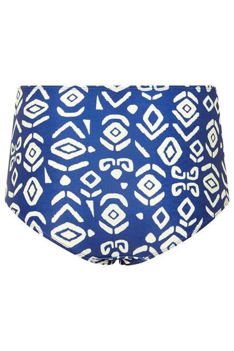 M Co Cobalt Blue Ikat Print High Waisted Bikini Brief M Co