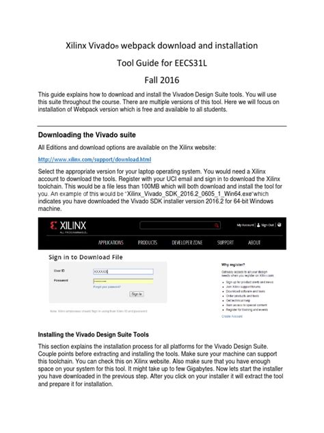 Xilinx Vivado Webpack Download And Installation Tool Guide For Eecs31l Fall 2016 Pdf Logic
