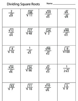 Dividing Square Roots Worksheet By Kevin Wilda TPT