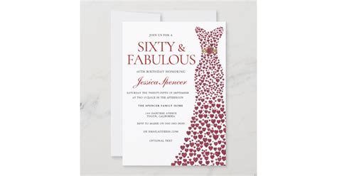 Red Dress Sixty And Fabulous 60th Birthday Party Invitation Zazzle